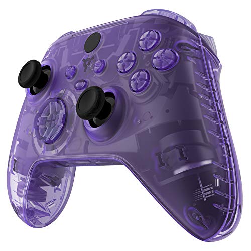 eXtremeRate Clear Atomic Purple Controller Full Set Housing Shell Case w/Buttons for Xbox Series X/S, Custom Replacement Side Rails Front Back Plate Cover for Xbox Series S & Xbox Series X Controller