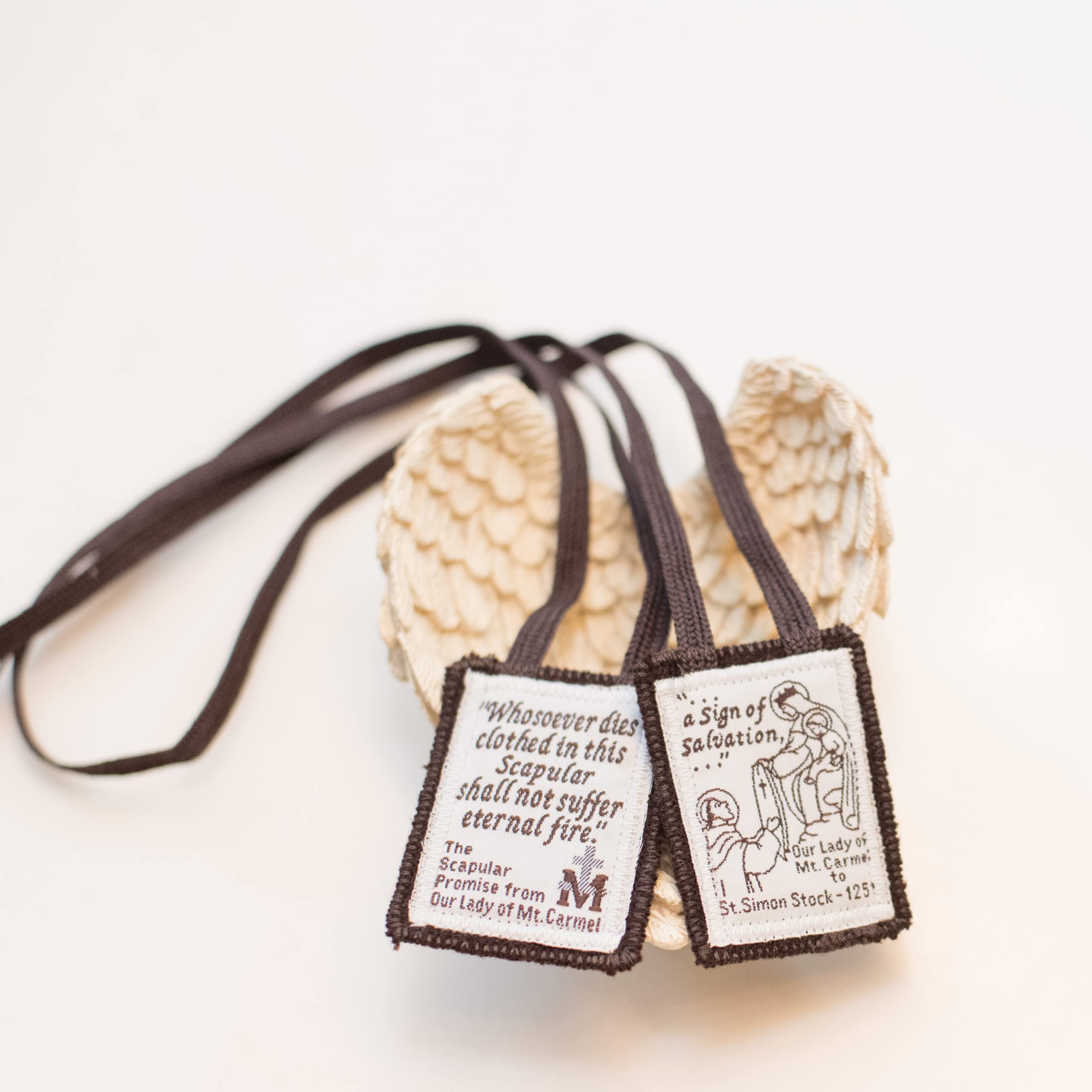 Brown Scapular Catholic Premium Handmade in USA with 100% Wool - Our Lady of Mt Carmel Escapulario (Premium Sewn Edges)