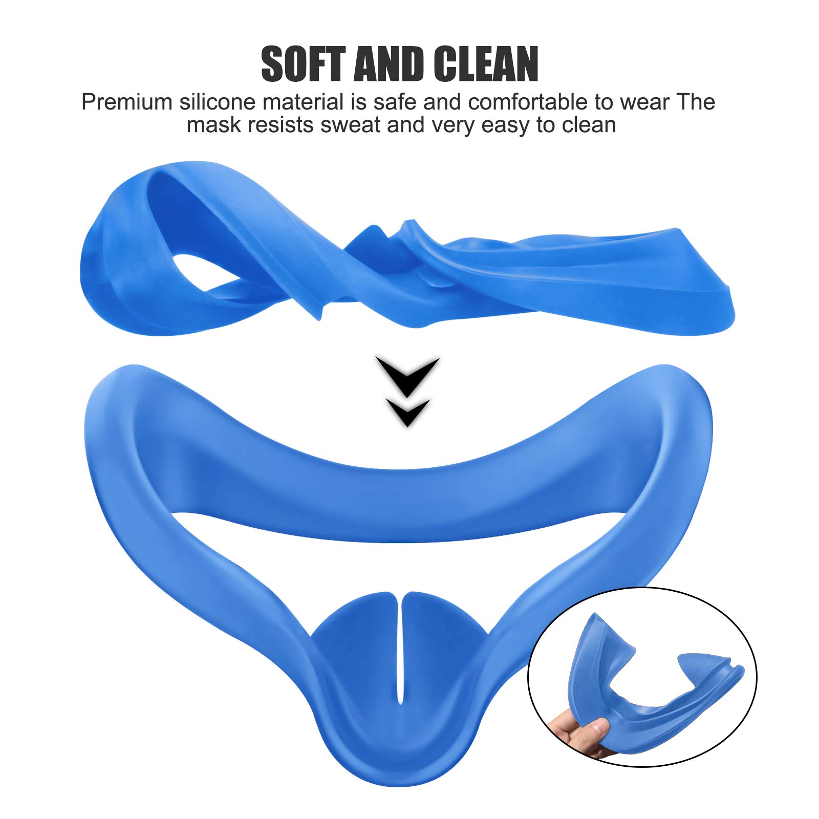 MASiKEN Silicone VR Face Cover for Oculus Quest 2 Face Pad - Meta Quest 2 Washable Nose Pad Light Blocker, Sweatproof Comfort Quest 2 Insert VR Mask Accessories (Blue)
