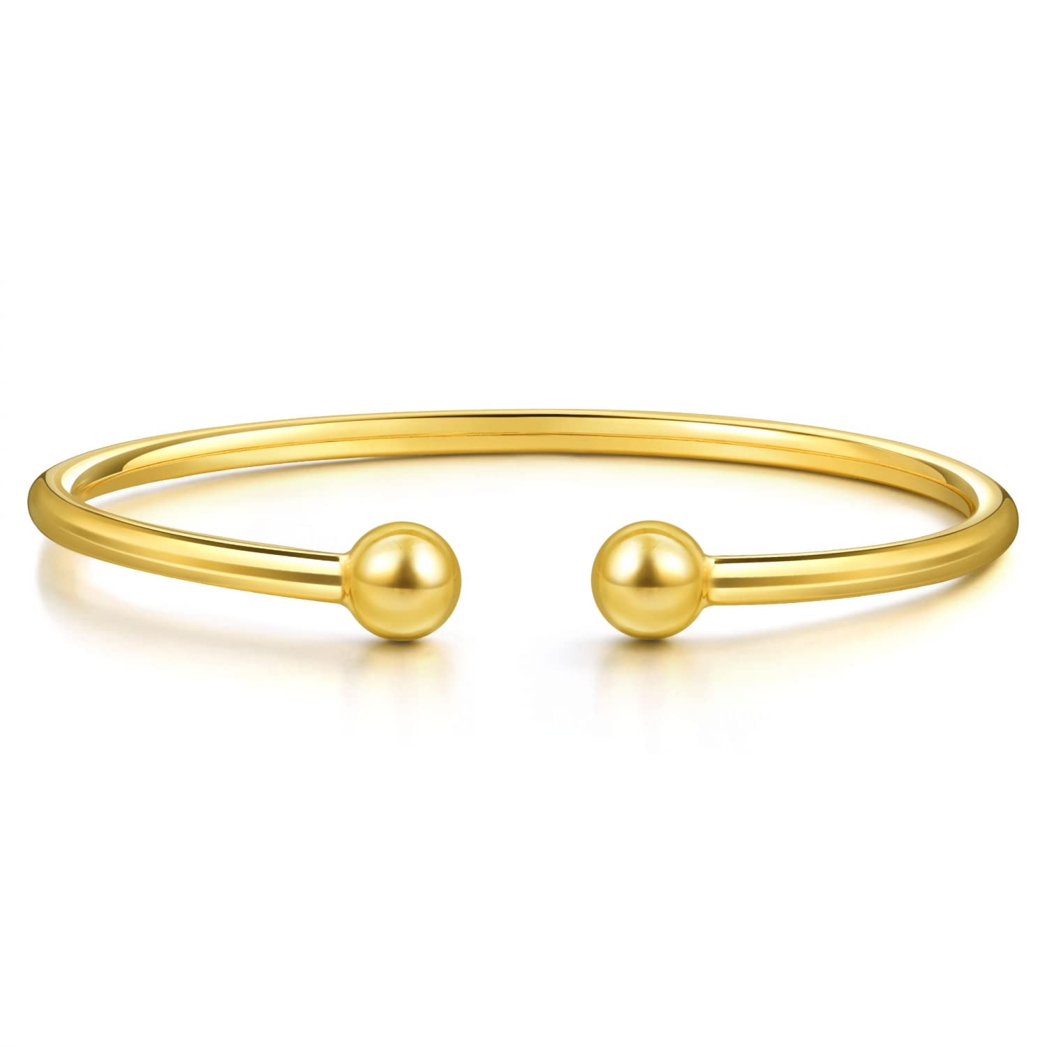 CHOW SANG SANG Dazzling Mirror Gold 999.9 24K Solid Gold Price-by-Weight Gold Simple Beaded Polished-Finished Stacklable Cuff Bangle for Women 93372K