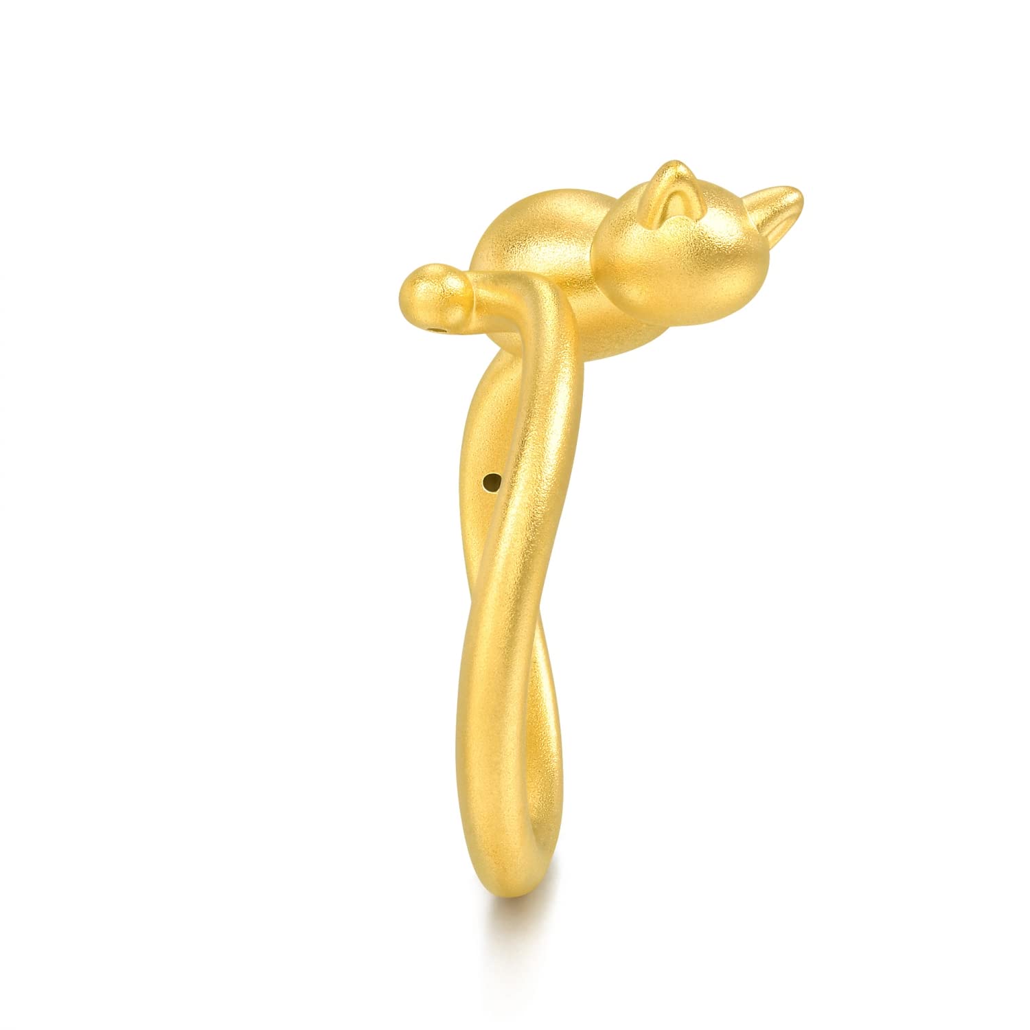 CHOW SANG SANG 999 24K Solid Gold Cute Kitten Band Ring for Women 93770R | Our Size 12 / US 5.5