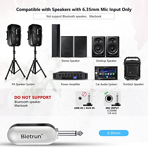 Bietrun UHF Wireless Microphone Headset, 165ft Range, Working Time 6H, 1/4''Plug, Wireless Headset Mic &Handheld Mic 2 in 1, for Karaoke Speaker, Amplifier, Mic Speakers, PA System, Teaching, Fitness