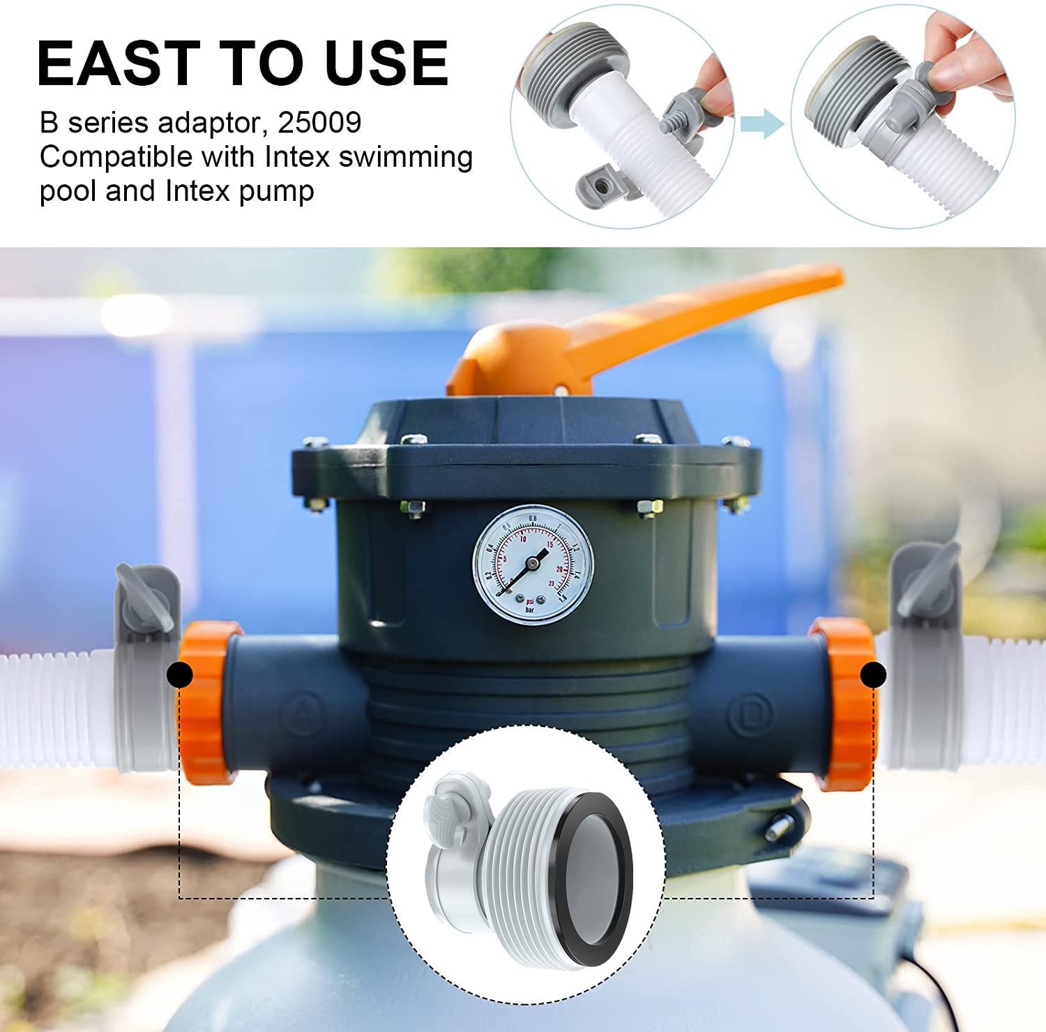 ECOPOOLTECH Hose Adapter 1.25" to 1.5" Type B Hose Adapters for Intex Pumps & Saltwater System, Conversion Adapter 25009(2 Pack)