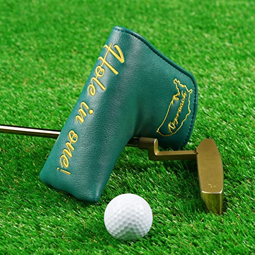 Craftsman Golf Hole in One Green and White Blade Putter Headcover Magnetic Closure
