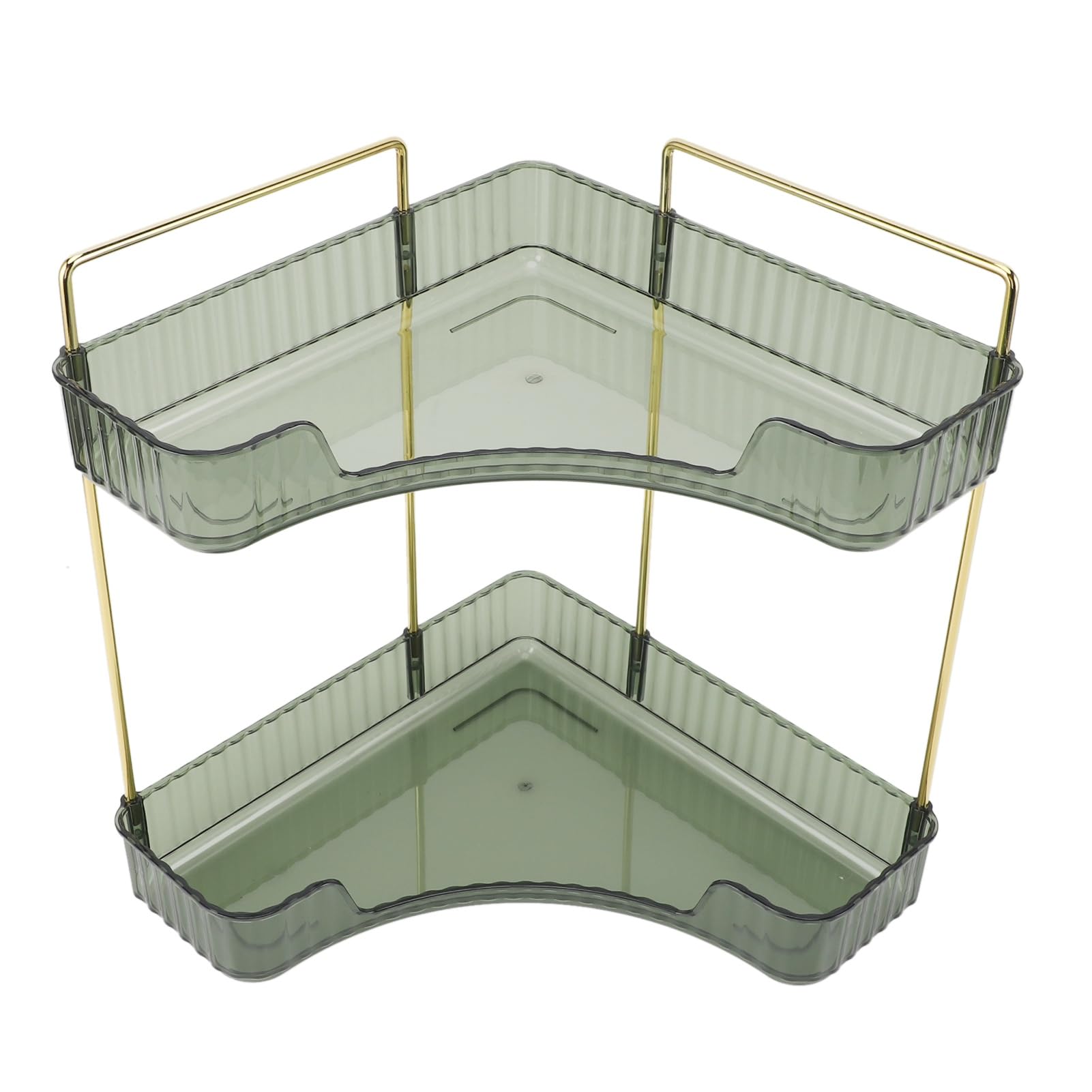 Denominate Corner Bathroom Countertop Organizer Large Capacity Space Saving Iron and PP Material (Dark Green)
