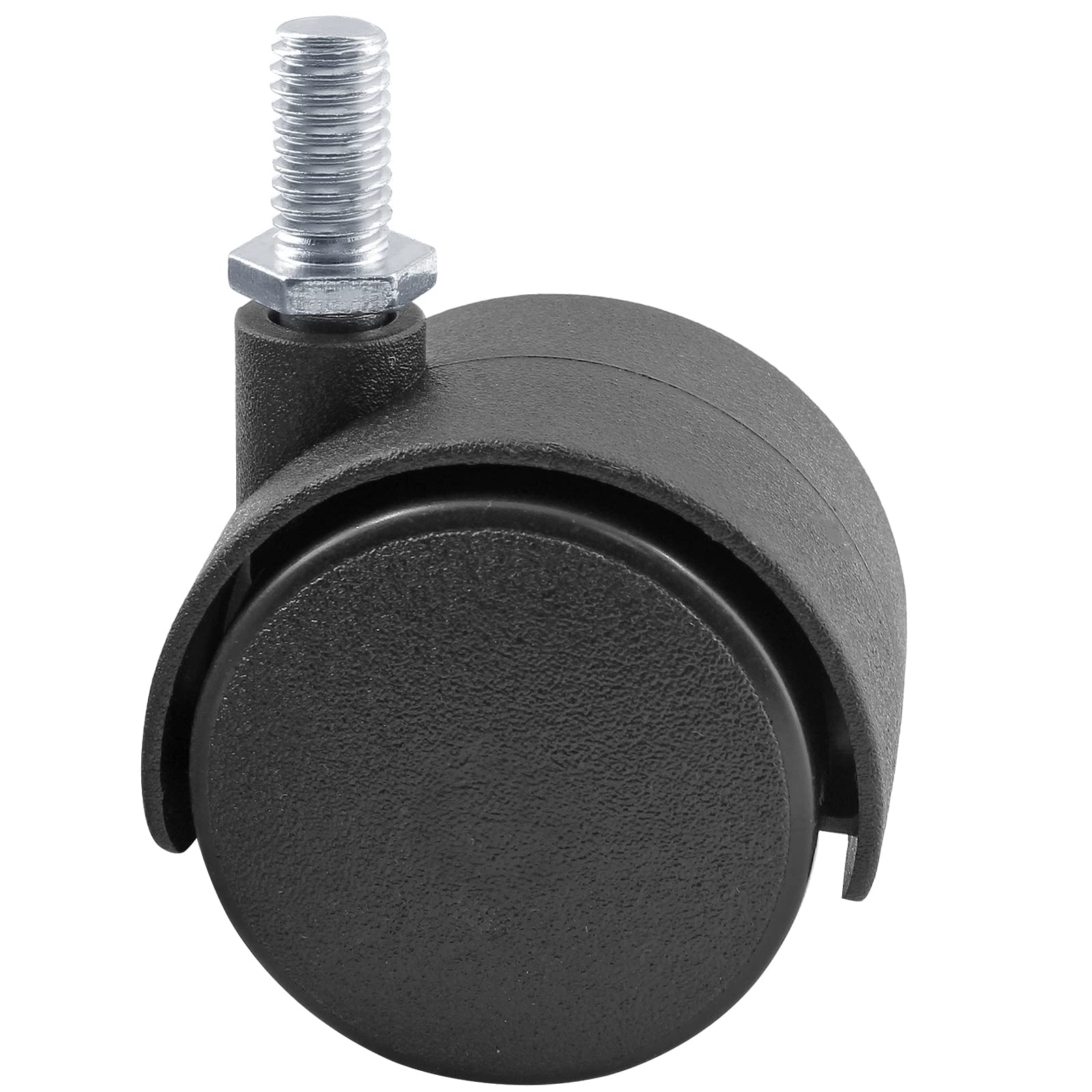 BokWin 4 Pcs 1.5" Plastic Casters Shelving Caster,M8 Stem Nylon Furniture Wheel Replacement Threaded Stem Swivel Cart Wheels for Office Chair Commodity Shelf Black Tone Without Brake, Black