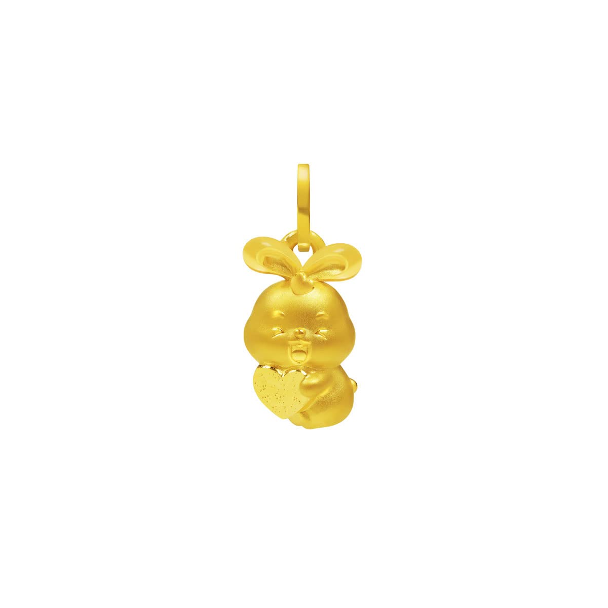 CHOW TAI FOOK 999 Pure 24K Gold Year of Rabbit Hugging Heart Bunny Pendant