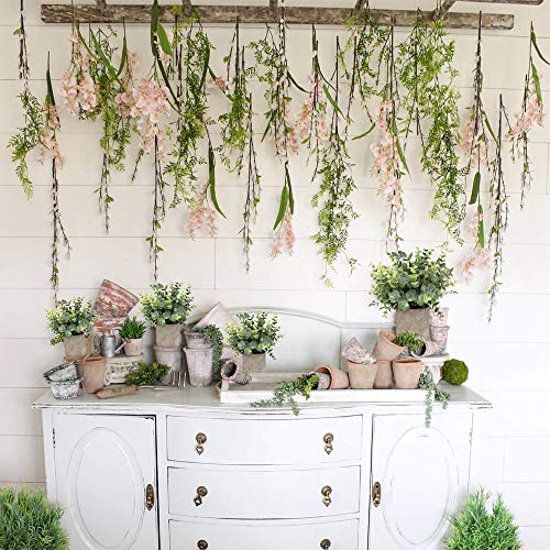 Flojery Mini Potted Plants Artificial Eucalyptus Boxwood Rosemary Faux Herbs Small House Plants 8.3"-9" Tall for Indoor Greenery Tabletop Décor Centerpiece (Sprayed Eucalyptus)