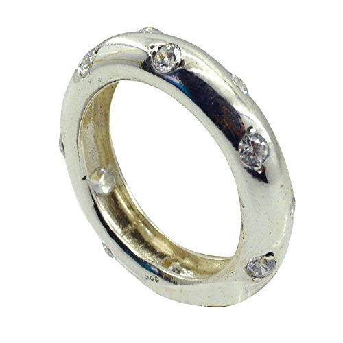 CaratYogi Round Stone White Cubic Zircon Ring Band Silver Bezel Style Handcrafted Available Sizes 7.5