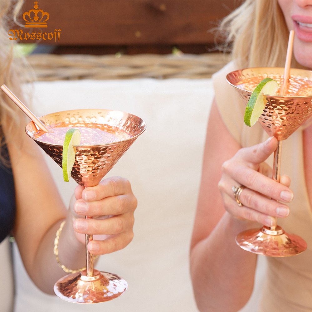 Copper straws โ mini 5,5" (14 cm) size โ set of 6 solid 100% copper drinking straws โ you do not need a copper mug to feel the taste of your Moscow mule, Martini or lemonade