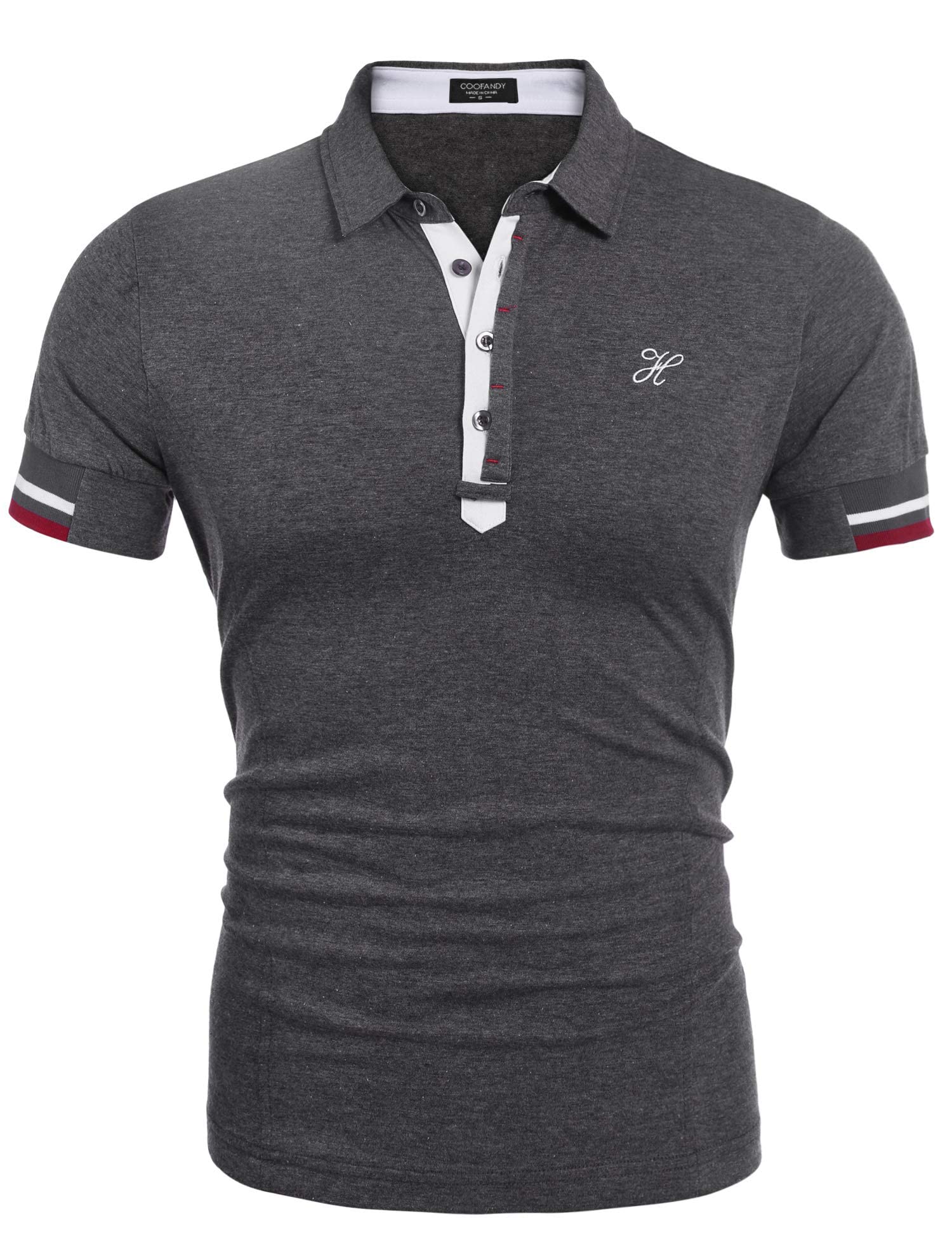 COOFANDY Men's Short Sleeve Golf Polo Shirts Slim Fit Casual Polo T-Shirts Basic Designed Cotton Shirt (Dark Grey XXL)