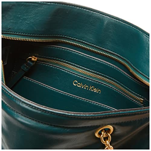 Calvin Klein Hailey Micro Pebble Top Zip Chain Tote, Hunter