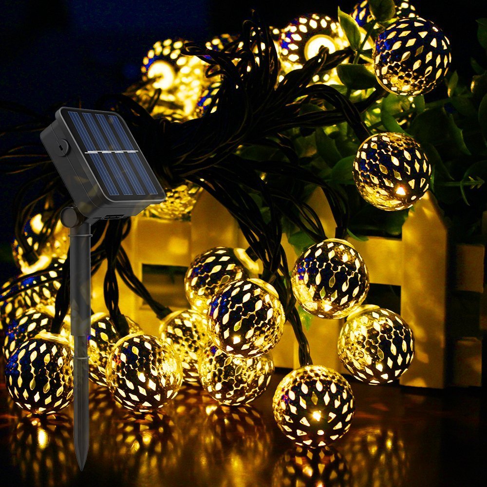Globe String Lights, CMYK 20 Ft 40 Balls Waterproof LED Fairy Lights, Outdoor Starry Lights Solar Powered String Lights, Decorative Lighting for Home, Garden, Party, Festival, Warm White