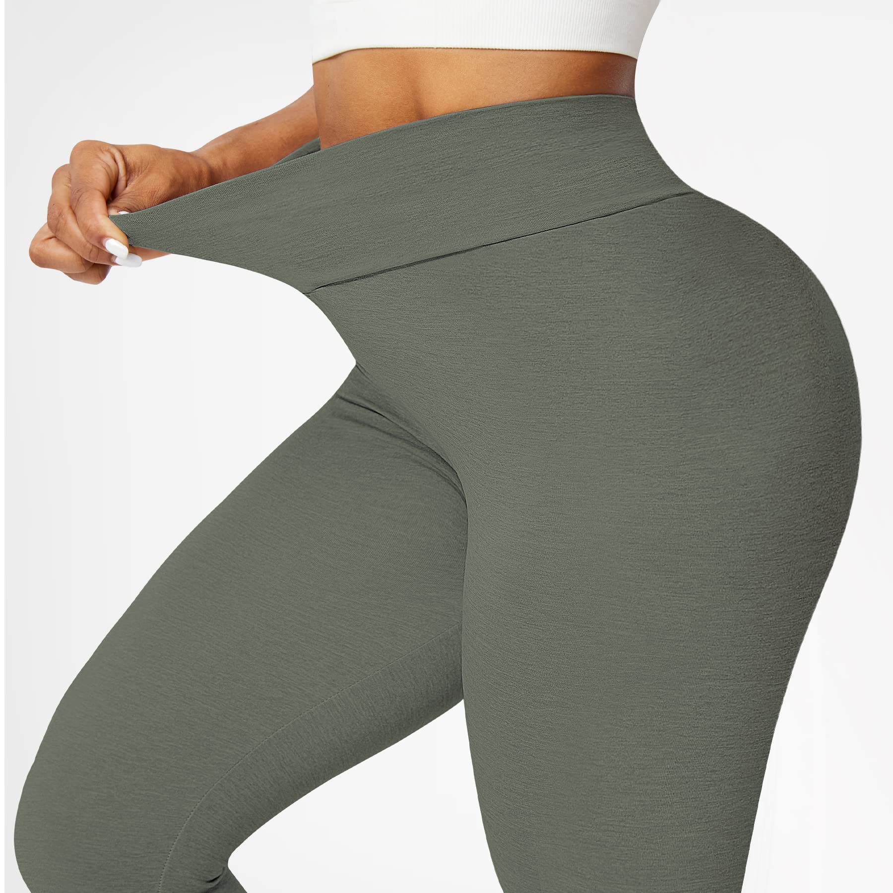 Chriamille Amplify Crossover Scrunch Butt Lifting Seamless Leggings for Women Booty High Waisted Workout Gym Yoga Pants Darkgrey