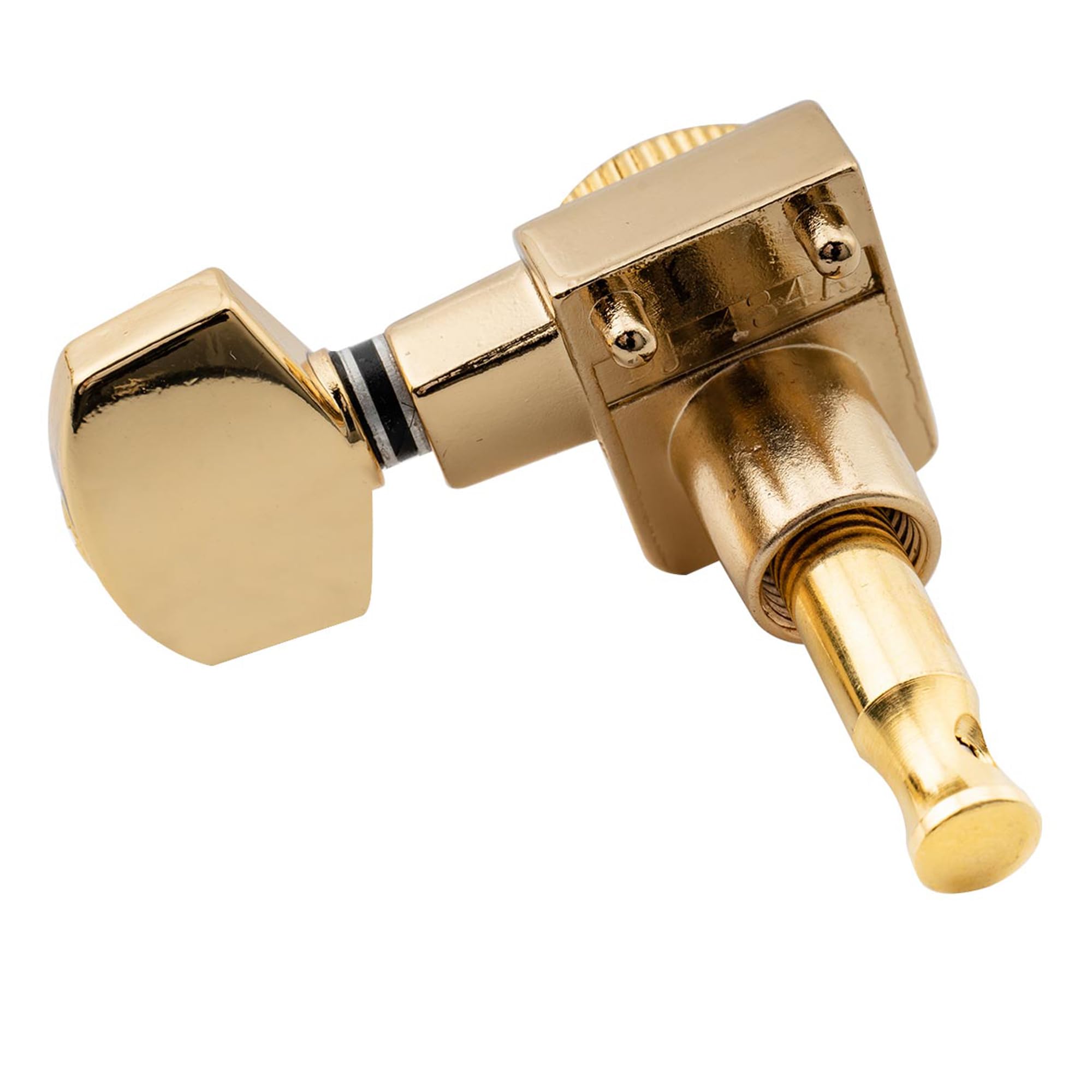Musiclily Pro 6-in-line 2-pins Guitar Locking Tuners Machine Heads Tuning Pegs Keys Set for Fender Strat/Tele, Gold