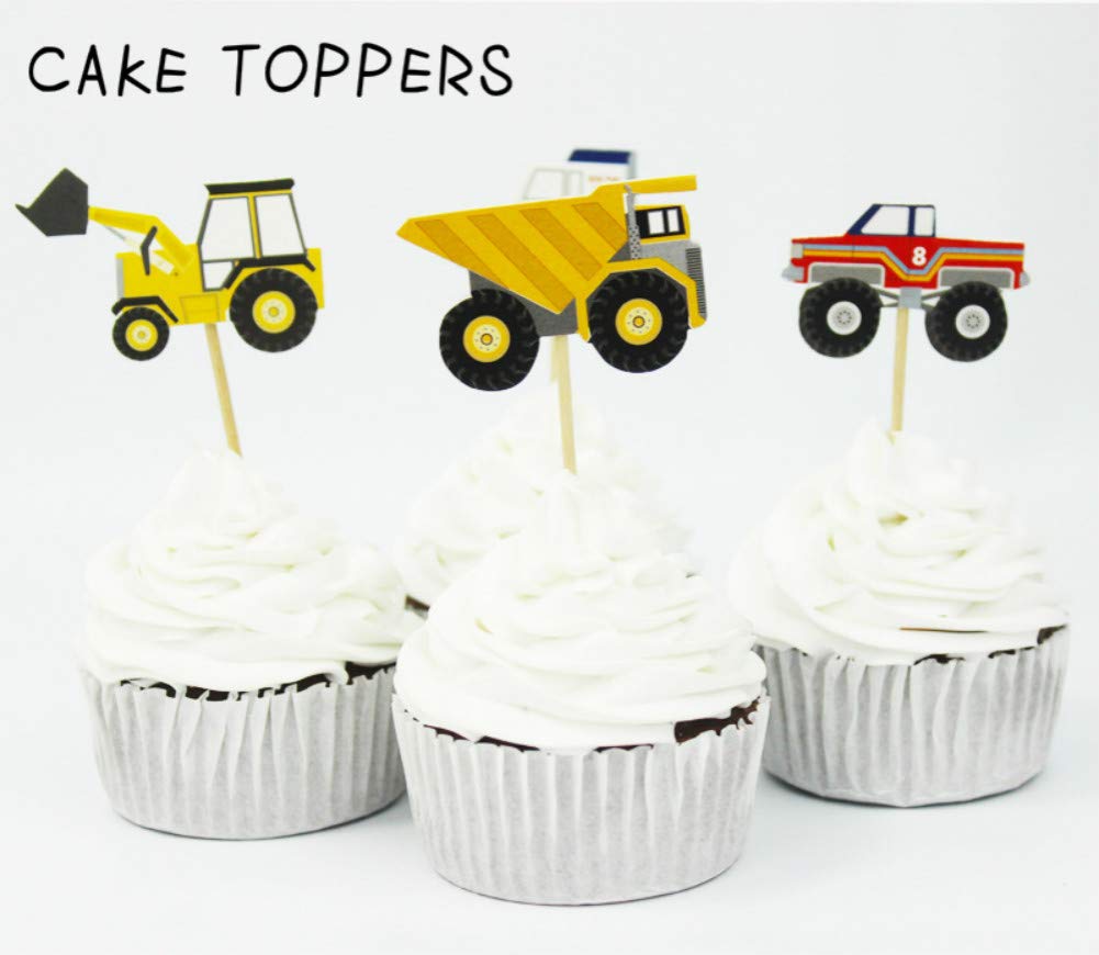 Construction 2nd Birthday Party Supplies Dump Truck Party Decorations Kits Set for Kids Two Years Old Birthday with Cake Toppers Balloons Banners Signs