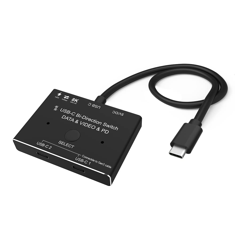 CHENLENIC USB-C Splitter Type-C 8K Switch USB 3.1 C Gen 2 Cable for Video Bi-Direction 8K@60Hz 4K@120Hz Power Delivery 100w 10Gbps Data Transfer Splitter Converter 0.6m