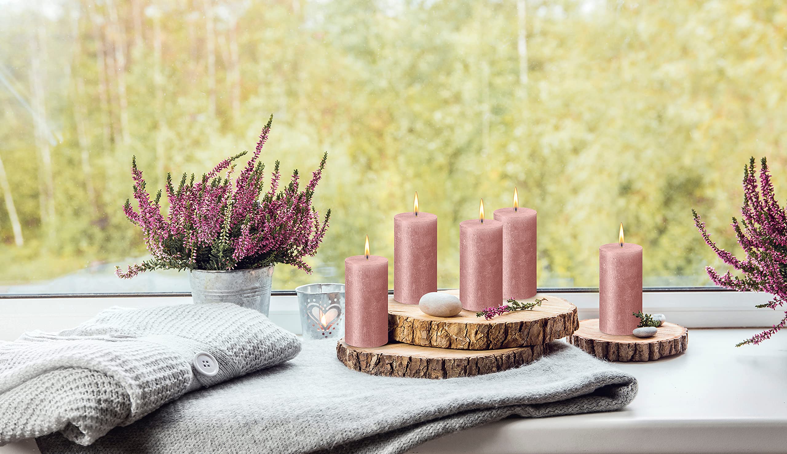 BOLSIUS Pink Shimmer Metallic Pillar Candles 4 Pack - 2.75 X 5 Inches - Premium European Quality - includes Natural Plant-Based Wax - Unscented Dripless Smokeless 60 Hour Party & Wedding Candles