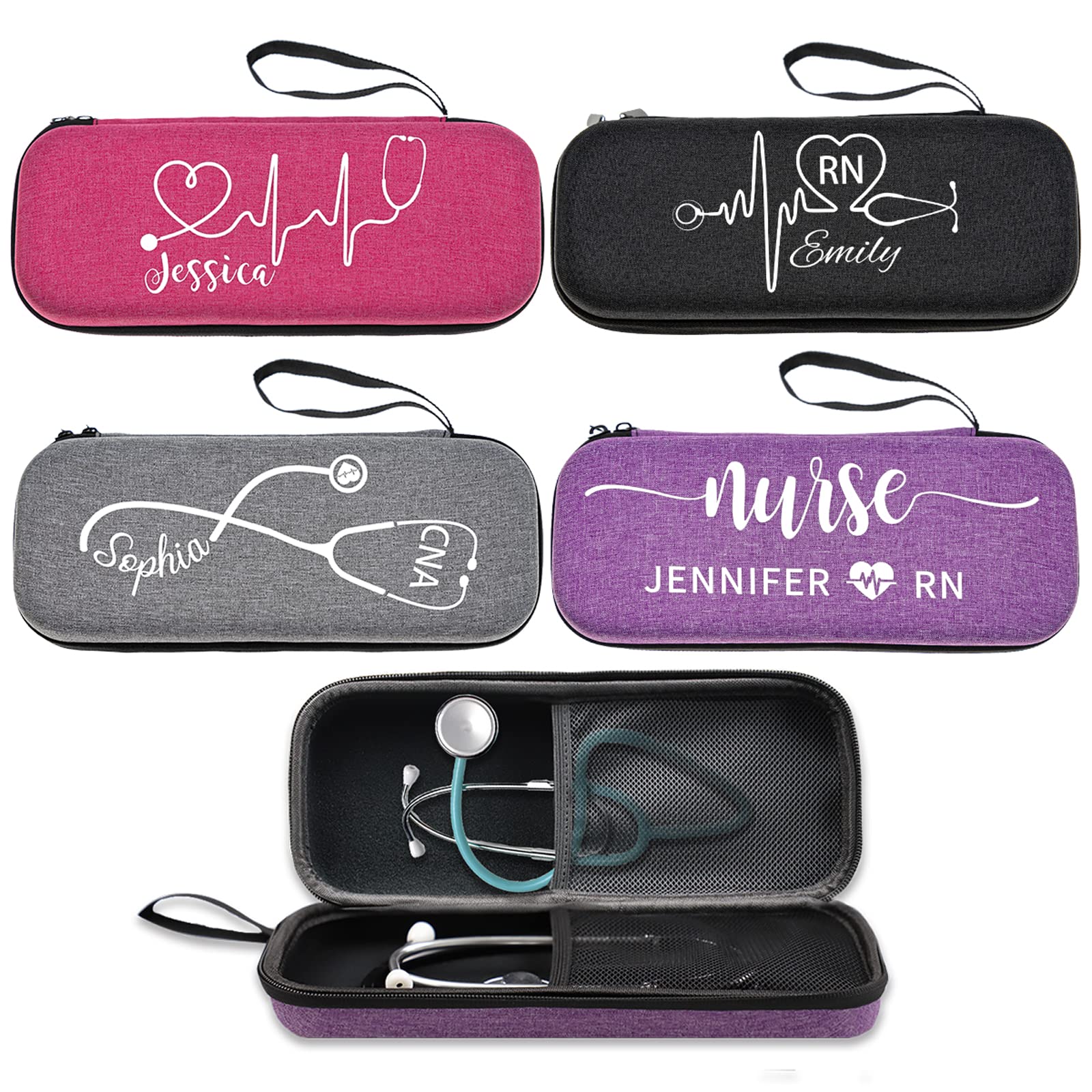 Personalized Stethoscope Case Custom Name Lightweight Hard Travel Case Organizer with Mesh Pocket for Nurse Accessories Customized Nurses Week Gift for Nurse Doctor Medical Assistant