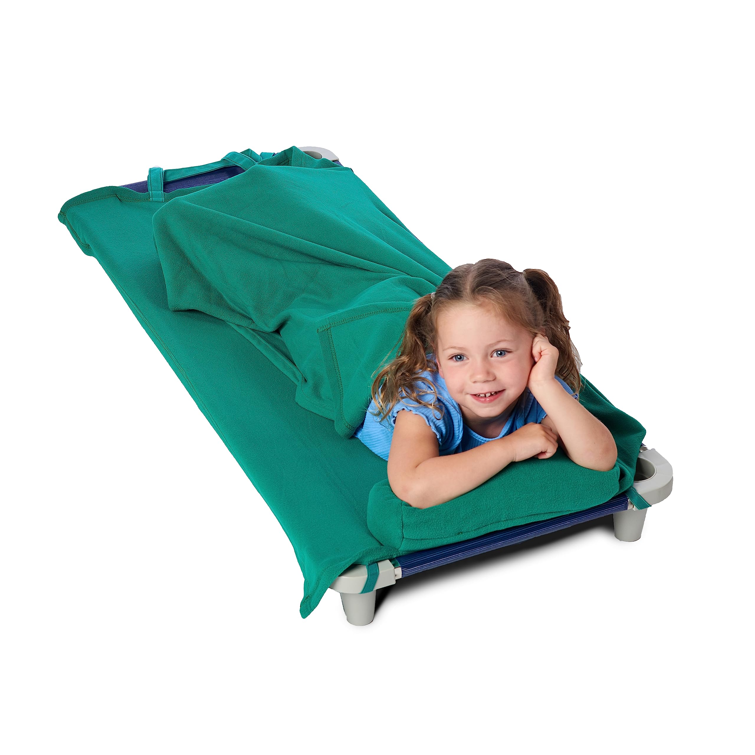 ROLLEE POLLEE Nap Sac Roll Up Napping Blanket with Attached Pillow for Preschool/Daycare, Super Soft with Elastic Straps, Fits Most Mats and Cots (Pink)