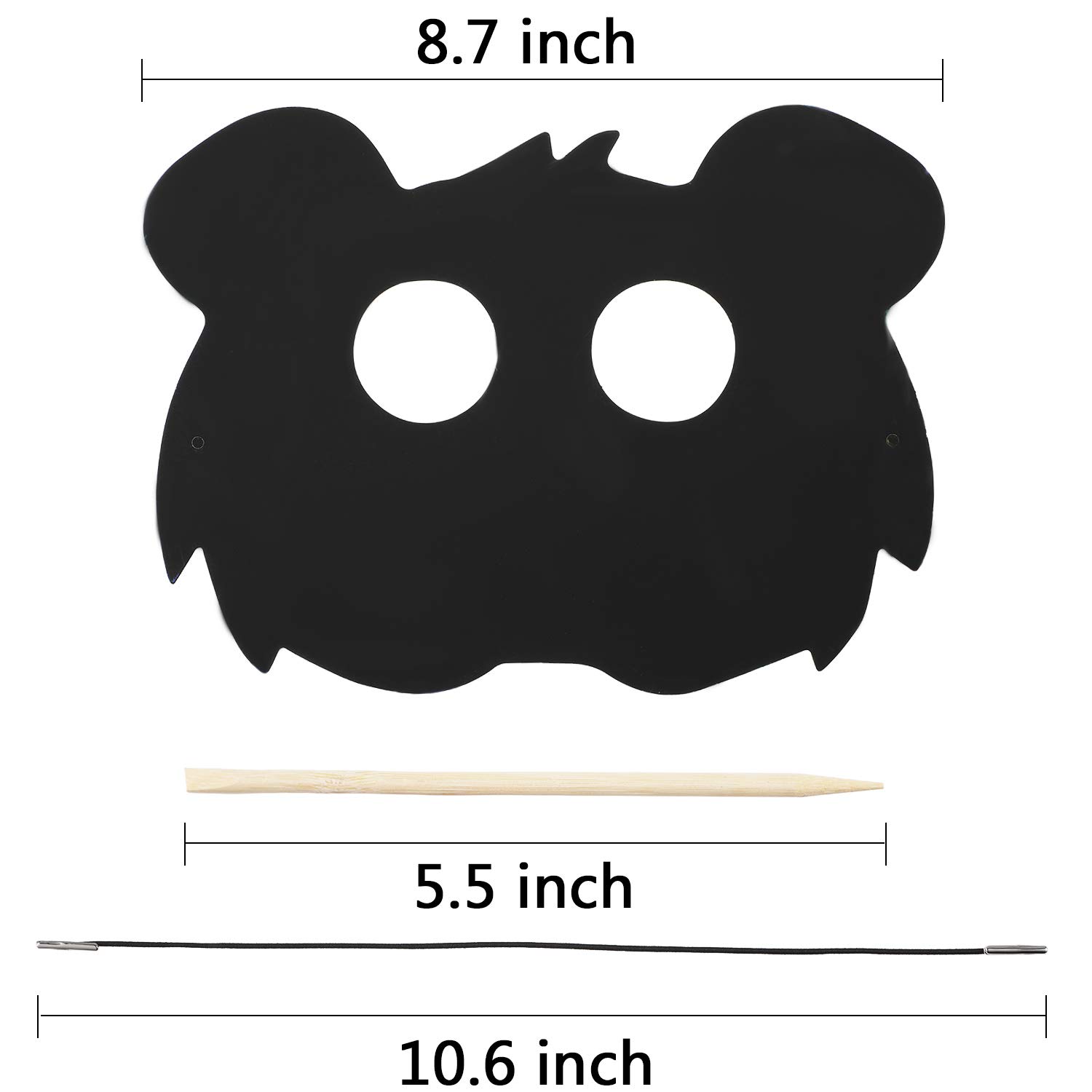 Honoson 36 Pieces Scratch Paper Animal Masks Rainbow Masks with Elastic Cords and 12 Pieces Wood Stylus for Costume Dress up Parties Decorations and DIY