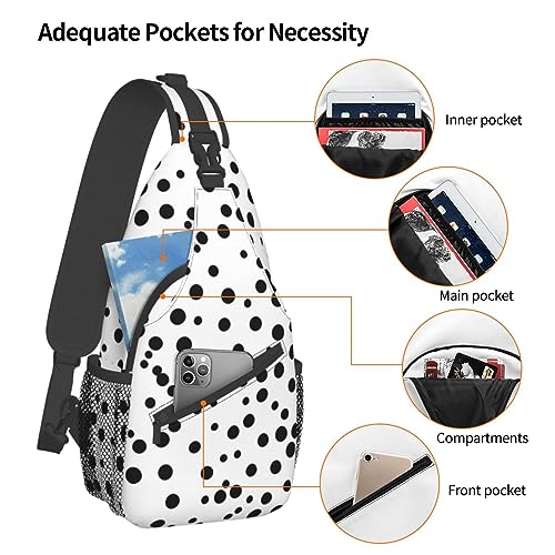 Black And White Polka Dot Bag Crossbody Travel Hiking Bags Mini Chest Backpack Casual Shoulder Daypack For Women Men Lightweight
