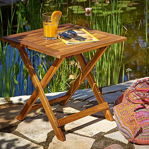 cucunu Outdoor Folding Side Table 18x18“ for Patio, Garden & Camping - Adirondack Table Made of Acacia Wood - Coffee & Dining End Tables
