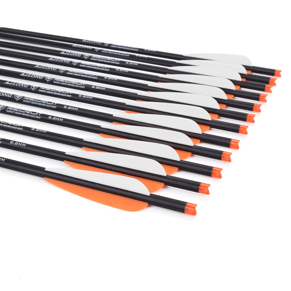 Carbon Crossbow Bolts 20 Inch Hunting Archery Arrows with 4" Vanes Replaced Arrowhead Tip 12PCS