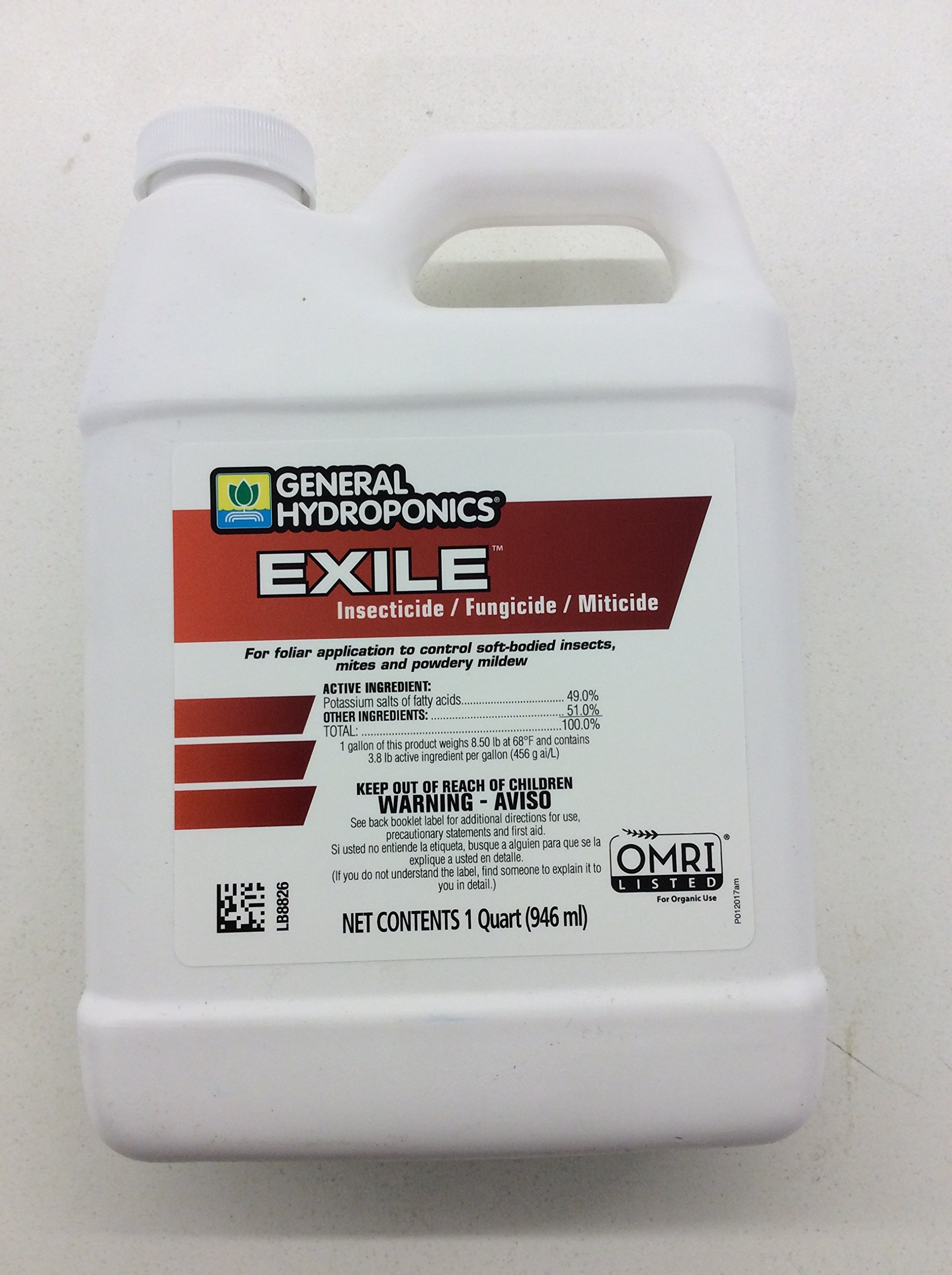 General Hydroponics GL56722073 722073 Exile Insecticide Fungicide/Miticide, Quart, White Outdoor-and-Patio-Products, Natural