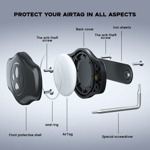 Dovick-Waterproof Airtag Dog Collar Holder Mount, Screw Case Fits All Width Air Tag Cat Pet Collar Leash Belt Black 1 Pack