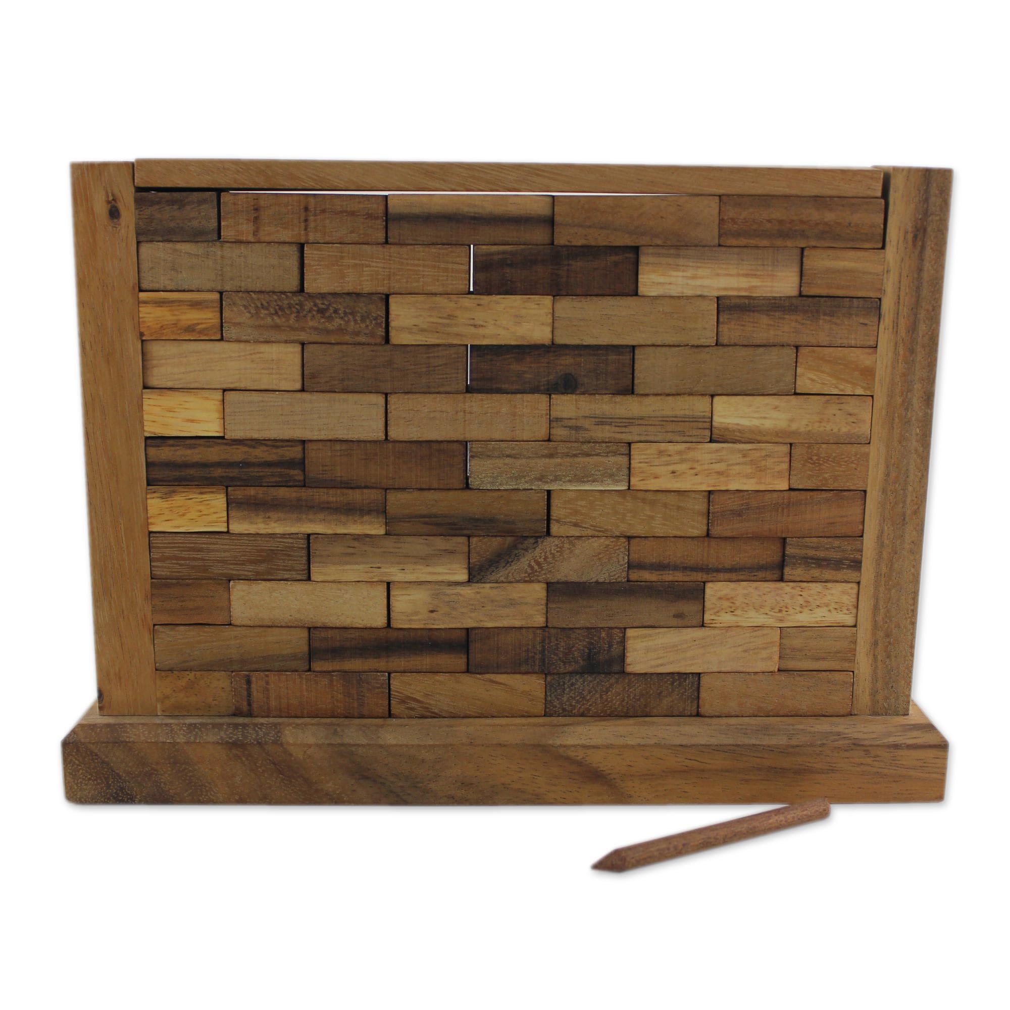 NOVICA Artisan Handmade Wood Game Multi Player Raintree from Thailand Brown Chess Sets Games Other Nat Geo Decor [7.75in H x 11.25in W x 2in D 0.6in H x 2in W x 1in D] ' Stacking Wall'