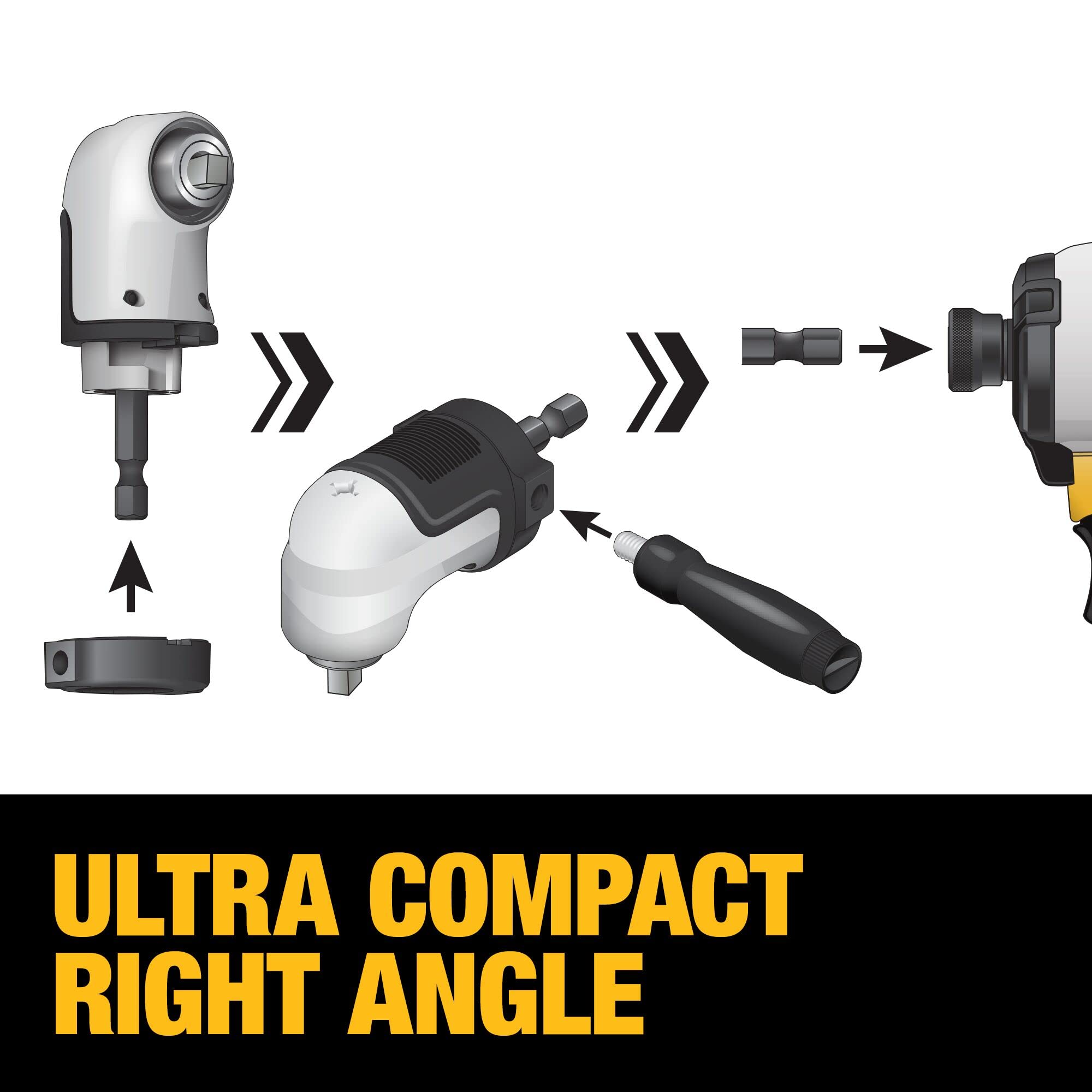 DEWALT FLEXTORQ Right Angle Drive Attachment, 3/8 Inch (DWAMRA38FT)