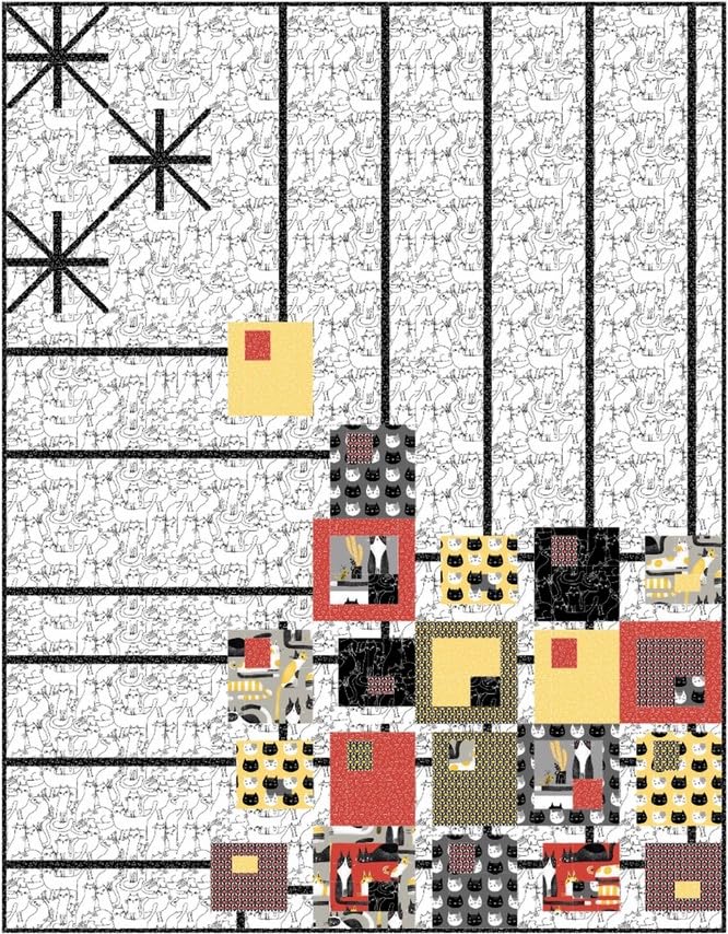 Contempo by Benartex Cosmo Cats Cats, Fabric by The Yard (Red/Multi)