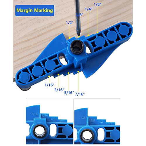 Dowel Jig with Center Scriber 71 Pcs Handheld Dowel Jig Kit Adjustable Punch Locator with Wood Dowels Pins Drill Bits