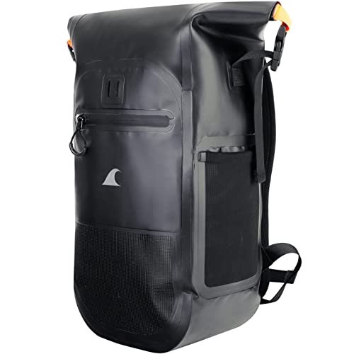 Breakwater Supply™ Meanhigh Dry Bag Waterproof Backpack for Men & Women, 25L, Medium/Large, Rolltop, for Surfing, Kayaking, Diving, Hiking, Motorcycle + Floating, Lightweight, Water Bottle Pockets
