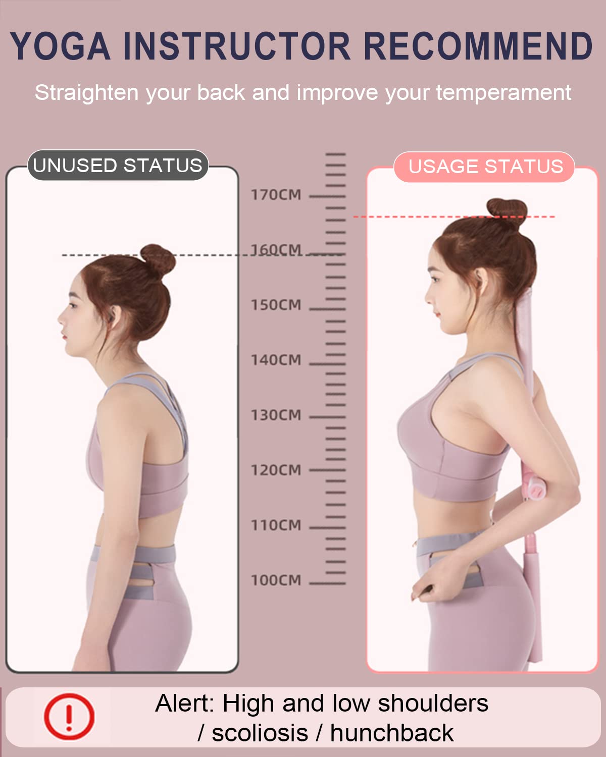 COOKCUTE Back Straightener Posture Corrector For Women, Yoga Sticks Stretching Tool Posture, Humpback Correction Tool, Retractable Design Brace Women Men kids (Green) 1 Every