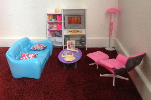 Gloria Dollhouse Furniture - Family Room TV Couch Ottoman Playset