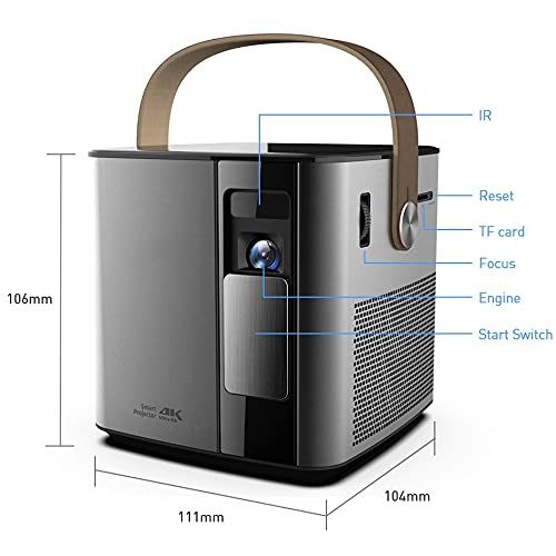 CXDTBH Support 4K 3D Home Theater Projector 1080p Video Game Proyector Beamer with 12000 mAh Battery