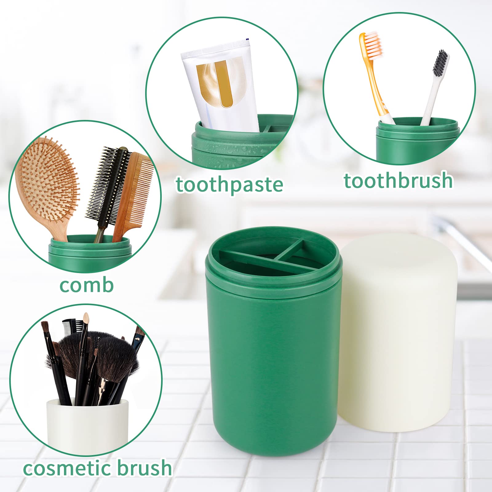 Hooqict Travel Toothbrush Case Portable Toothbrush Carrier Case Plastic Toothbrush Storage Case Cover Toothbrush Cup Container for Travelling, Camping, Bathroom, Home, School