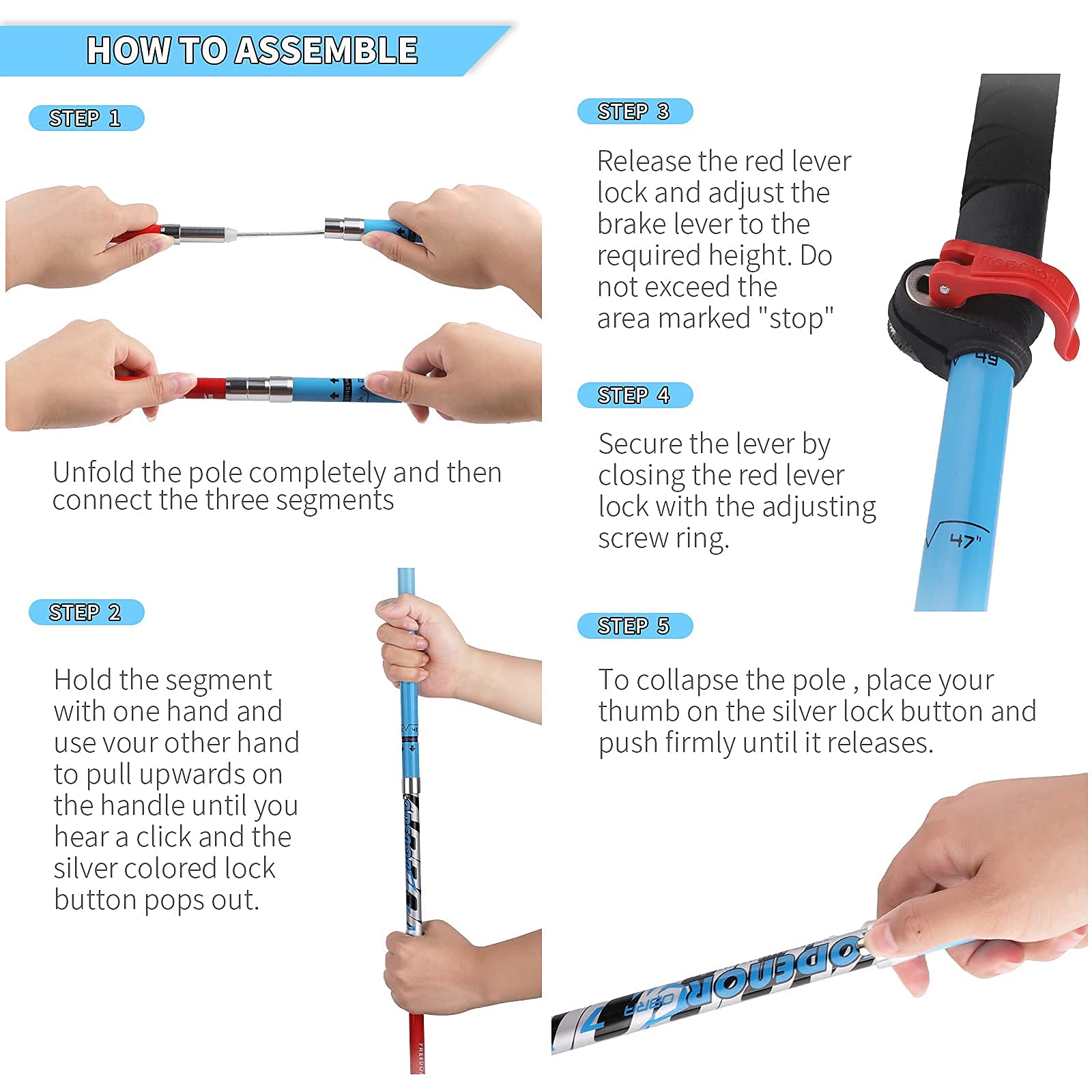 Carbon Fiber Trekking Poles -Ultralight,Collapsible and Telescopic, Hiking Poles with Quick Adjustable Locks for Hiking Camping Mountaining Backpacking Walking (2 Packs Red)