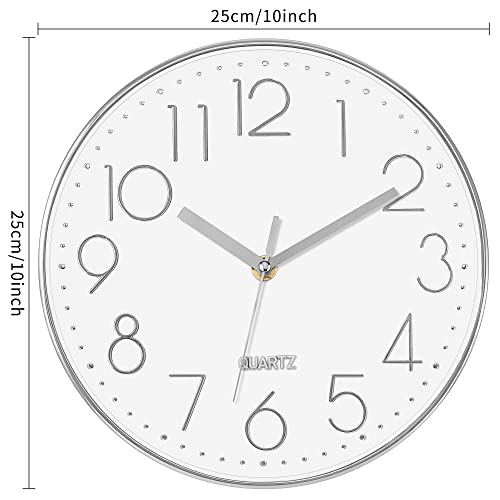 Lumuasky Silent Wall Clock Battery Operated Analog Small Cute Non-Ticking Decorative Clock for Bedroom Kitchen Living Room School Office Classroom Decor (10 inch)