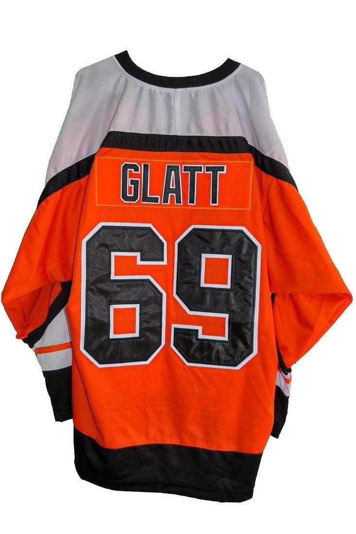 borizcustoms Doug The Thug Glatt Movie Orangetown Hockey Jersey Stitch (54, Orange)