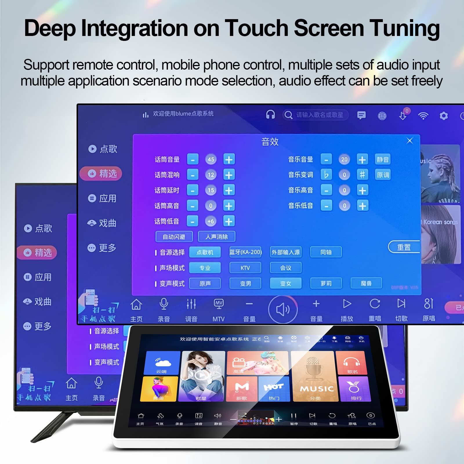 Blume 18.5” 5 in 1 Chinese Karaoke Machine, 4K Led Touch Screen, Bluetooth & App Control Karaoke Singing Player with Reverb 2 Wireless Mic, YouTube Movie Online Update (4T)