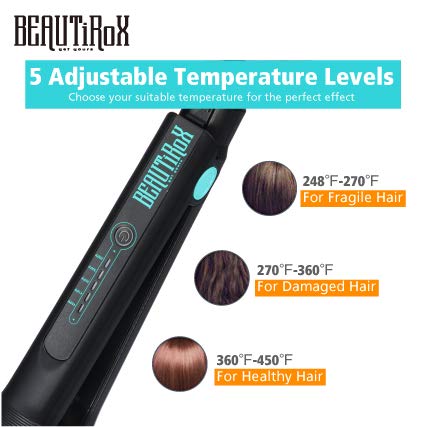 BEAUTIROX Flat Hair Straightener,Professional Iron with Adjustable Temp for Straightening and Curls,Black