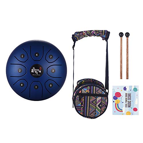 Btuty Mini 8-Tone Steel Tongue Drum 5.5 Inch C Key Percussion Instrument Handpan Drum with Drum Mallets Carry Bag