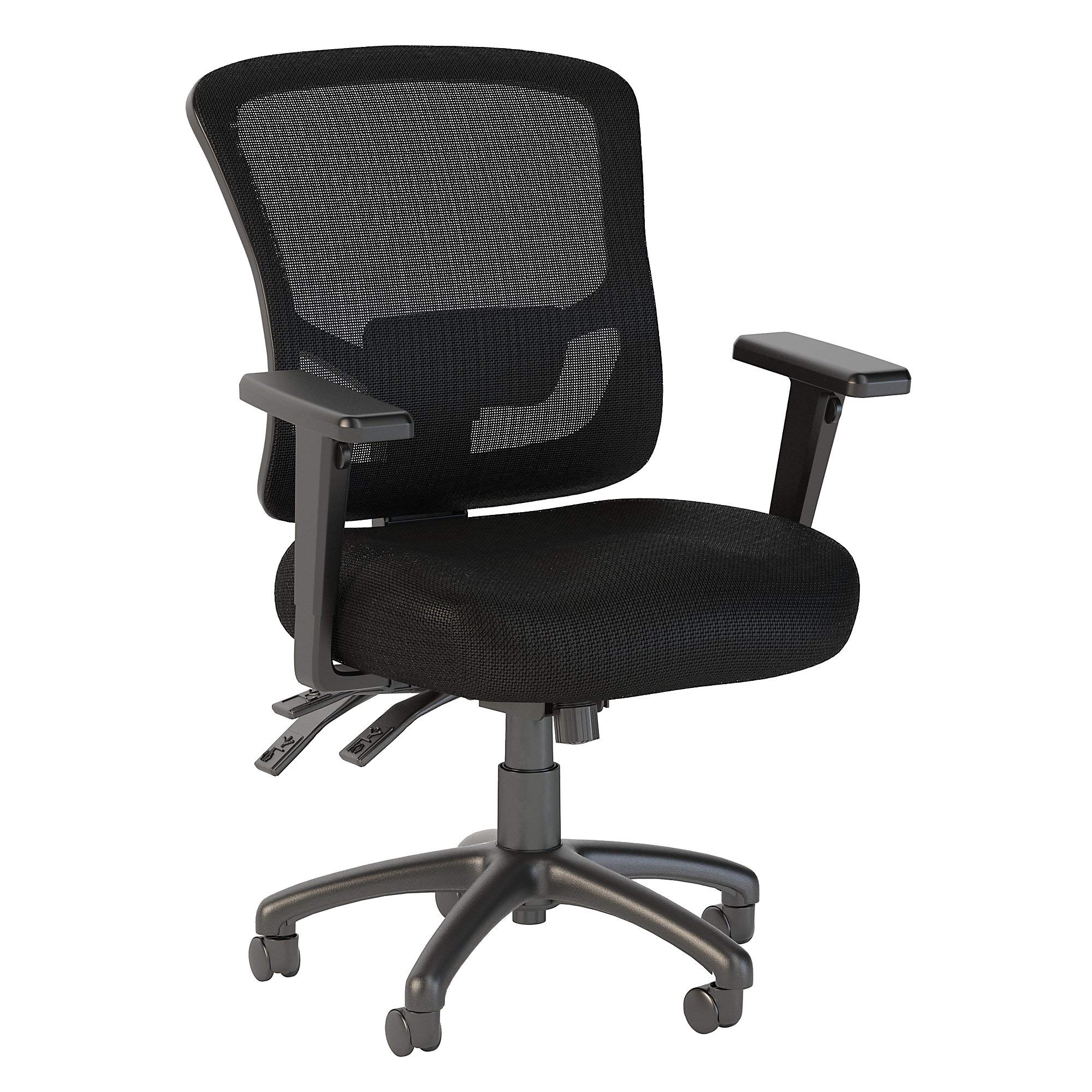 Bush Business Furniture Custom Comfort Mid Back Multifunction Mesh Executive Office Chair in Black