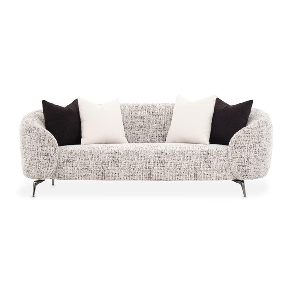 Michael Amini Noir Boucle 94" W Fabric Sofa in Ivory/Black Finish