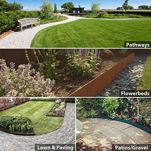 CORE Edge Lawn Edging | Flexible Decorative Steel Garden Lawn Edging in 4" Fascia | 5X 3.28', 16.25 Linear Feet (Corten, 4")