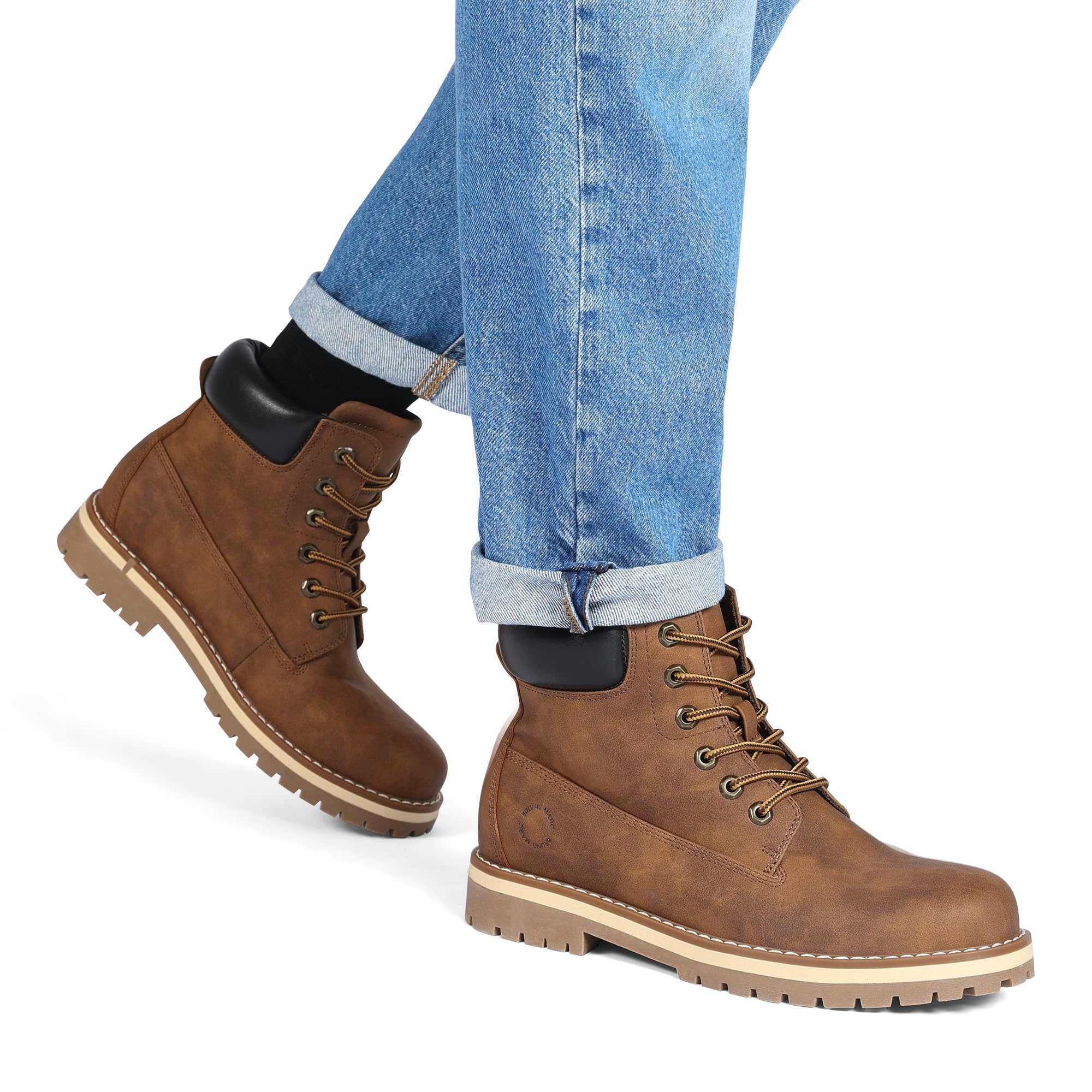 Bruno Marc Men's Insulated Winter Snow Boots Outdoor Warm Cold-Weather Work Boots,BROWN,Size 9.5,SBSB226M