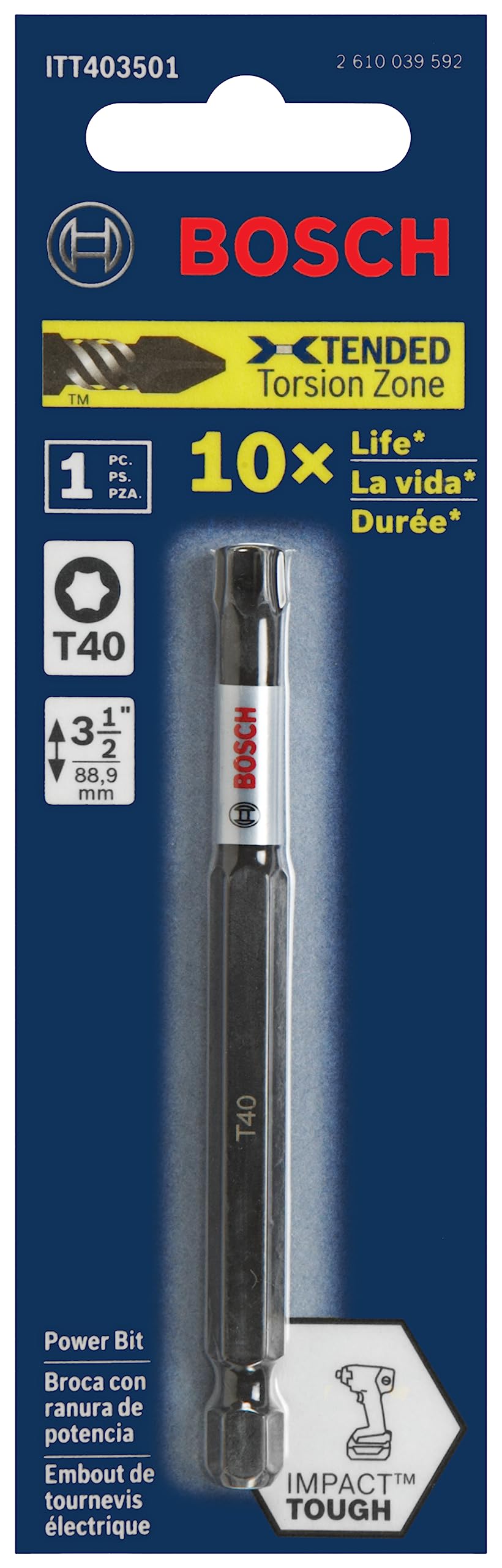 BOSCH ITT4035B 10-Pack 3-1/2 In. Torx #40 Impact Tough Screwdriving Power Bits